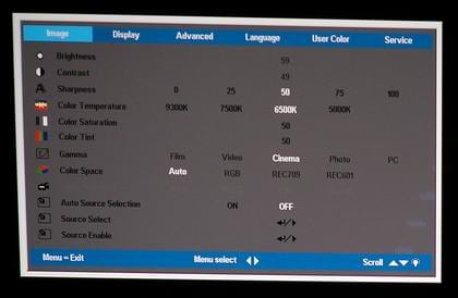 Planar 7060 Projector: Menus - Projector Reviews